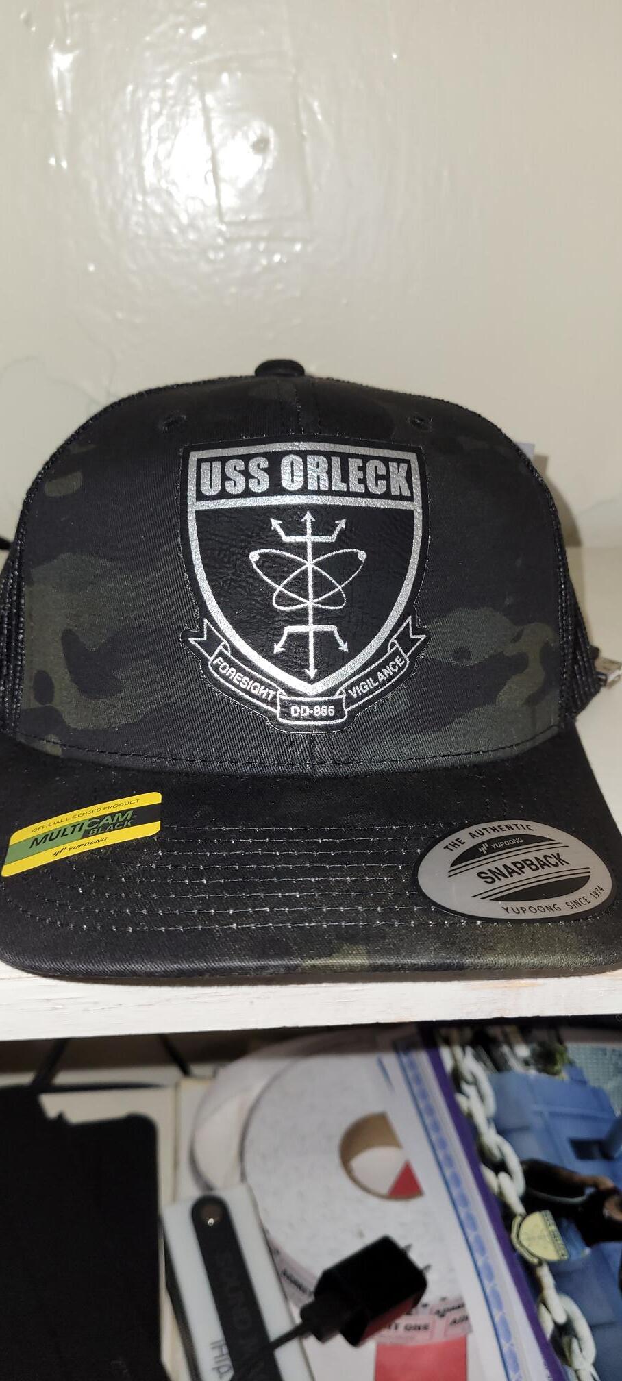 USS Orleck Black Camo Ball Cap with black Orleck Crest | Jacksonville ...