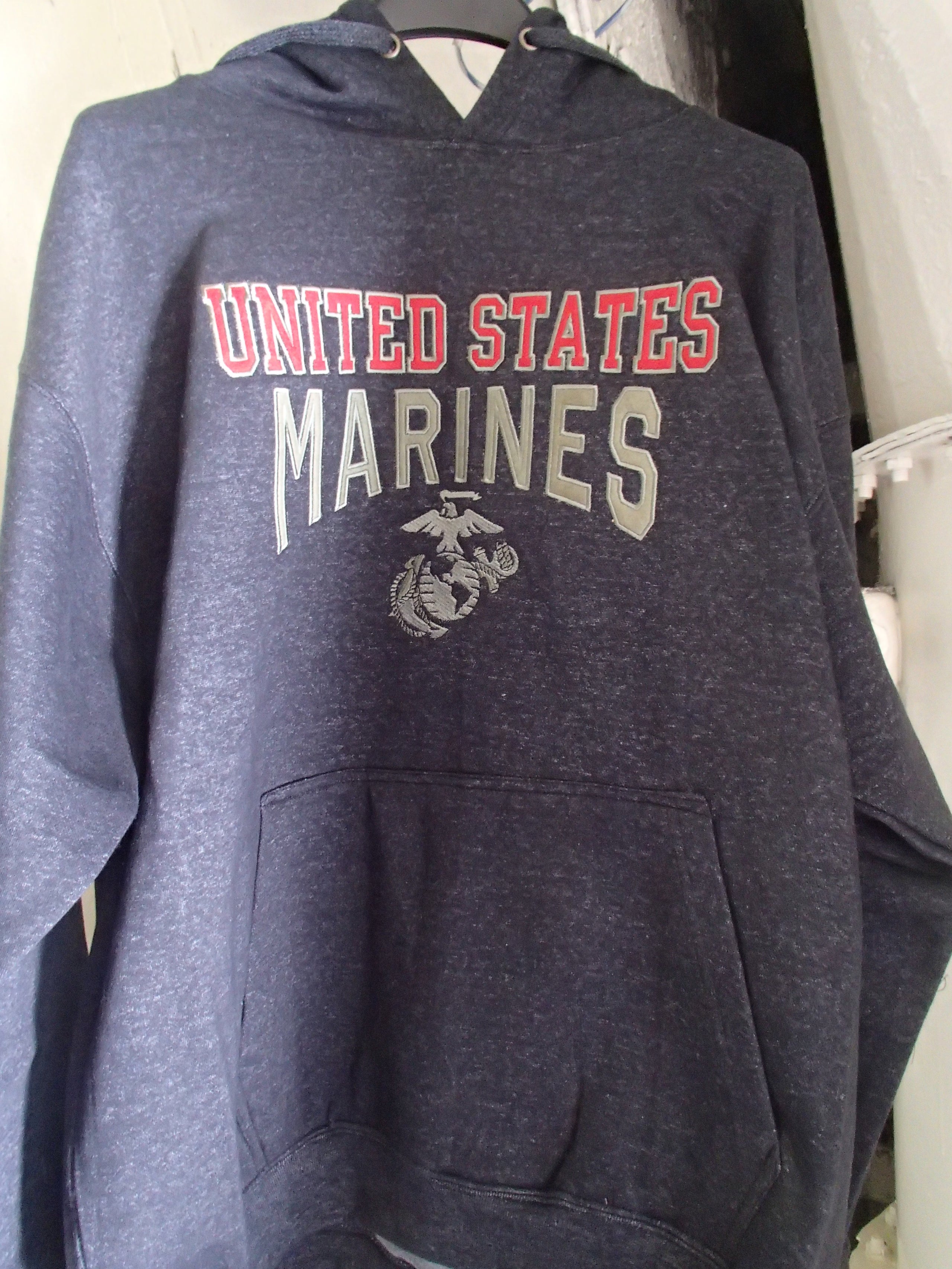 US Marine Corps with EGA Symbol Fleece Tight Knit Pullover in Black ...